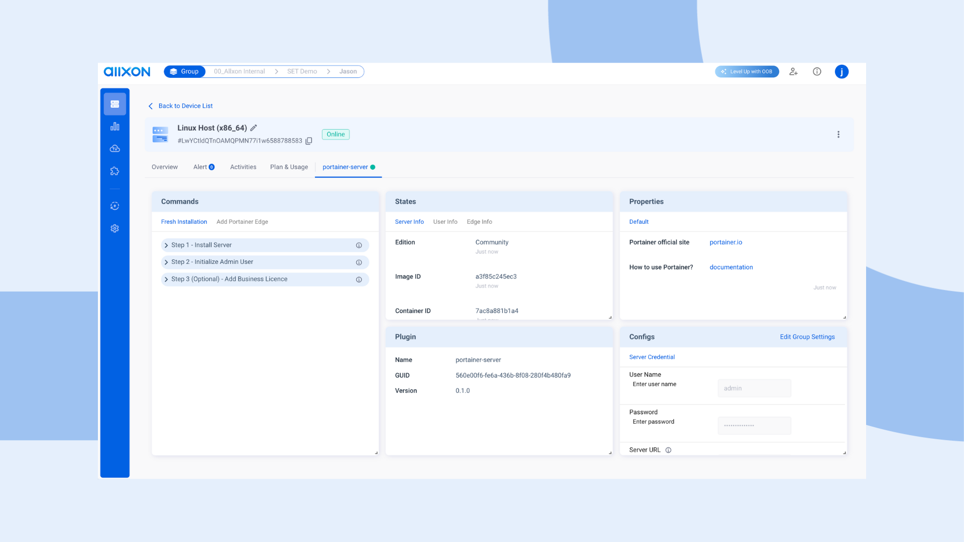 Portainer Business Edition Plugin | Allxon Plugin Station